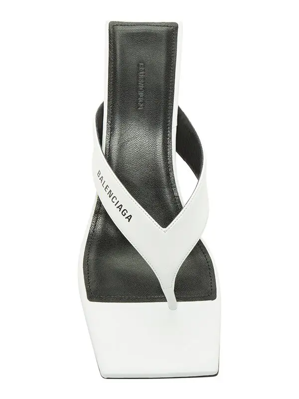 Balenciaga Double Square Logo Leather Sandals