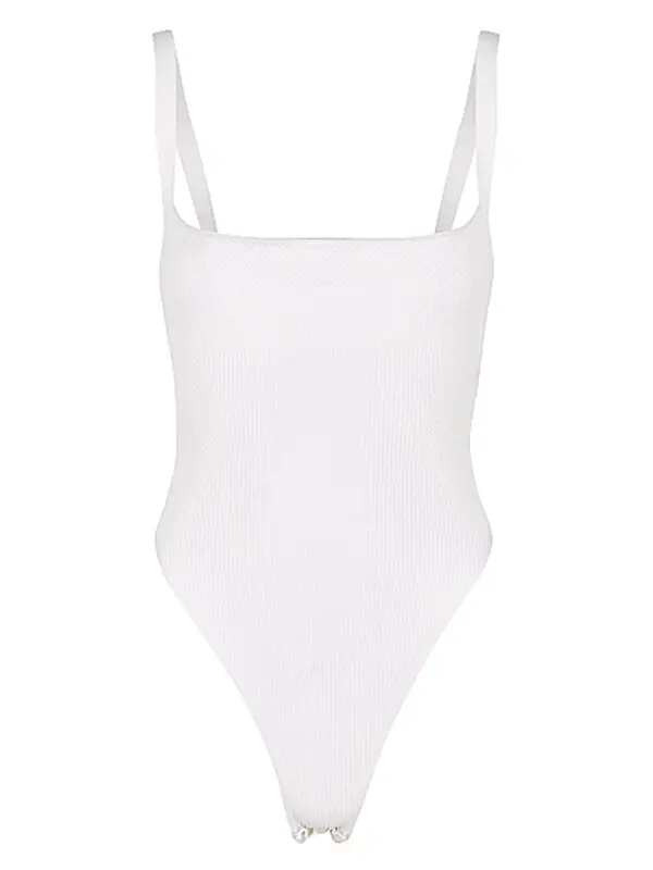 Gauge81 Arona White Ribbed-knit Bodysuit