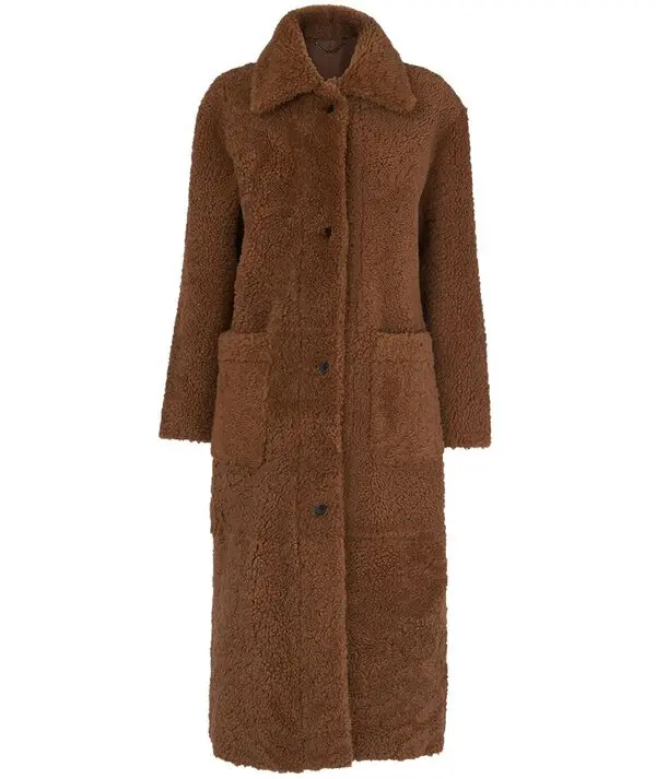 Whistles Erika Long Shearling Teddy Coat