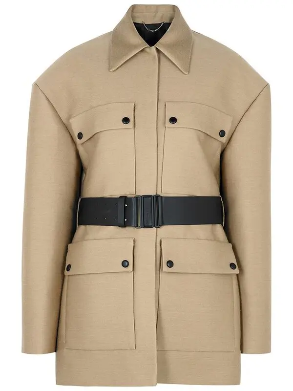 Magda Butrym Taupe Belted Wool-blend Jacket