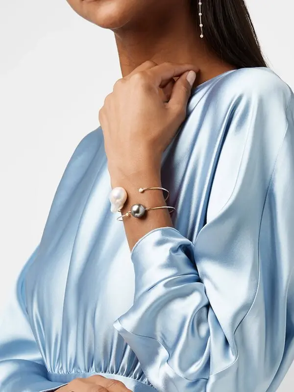 Mizuki 14-karat Gold, Pearl And Diamond Cuff