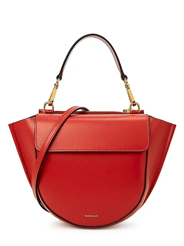WANDLER Hortensia Mini Red Leather Top Handle Bag