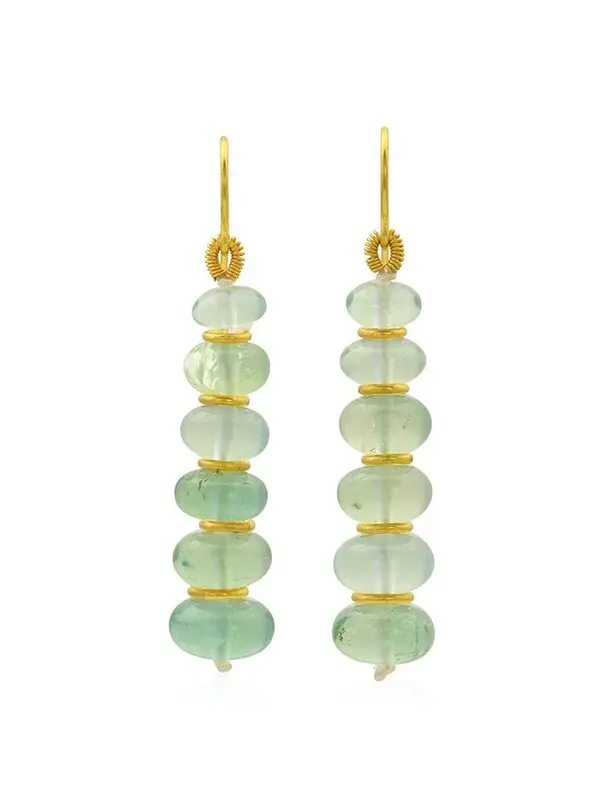 Loren Nicole Green Beryl 22k Yellow Gold Drop Earrings