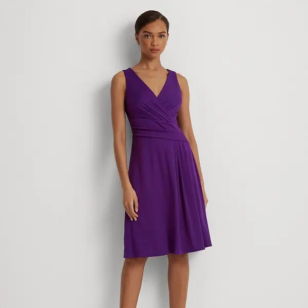 Ralph Lauren Surplice Jersey Dress In Purple Agate - 26% Off | Editorialist