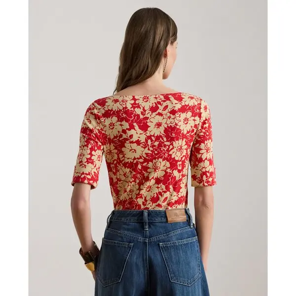 Ralph Lauren Floral Stretch Cotton Boatneck Tee