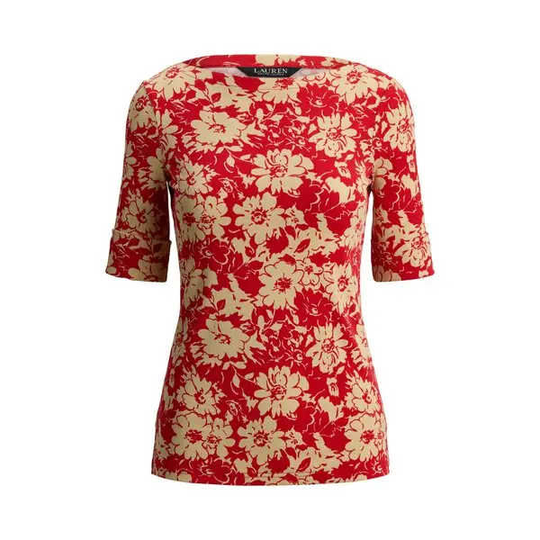 Ralph Lauren Floral Stretch Cotton Boatneck Tee