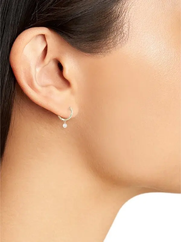 Ef Collection Pearl & Diamond Huggie Hoops