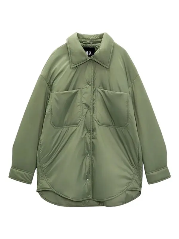 Zara Water Repellent Quilted Oversized Shirt