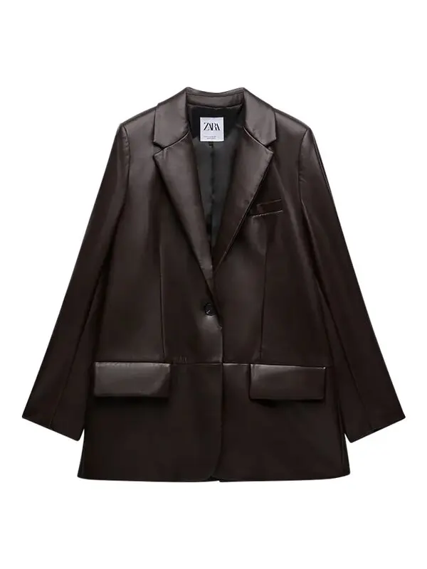 Zara Faux Leather Menswear Style Blazer