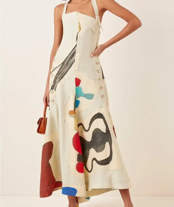 Jacquemus Button-accented Abstract-print Dress
