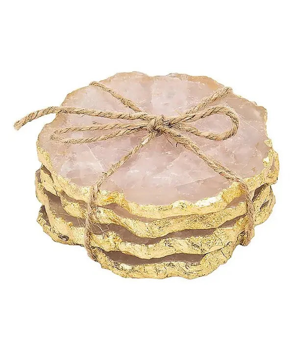 GOGLINGER Godinger Quartz Gold Edged Coasters
