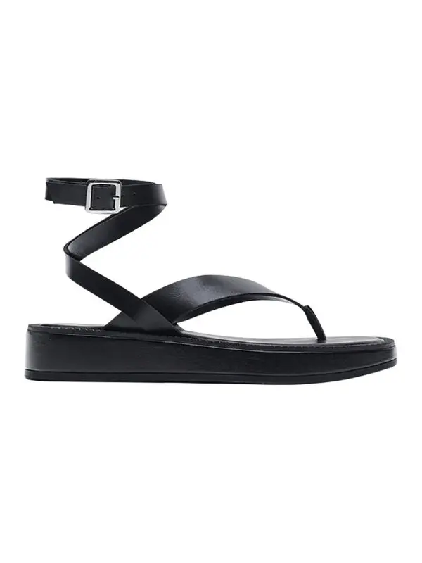 Zara Tied Flat Leather Sandals