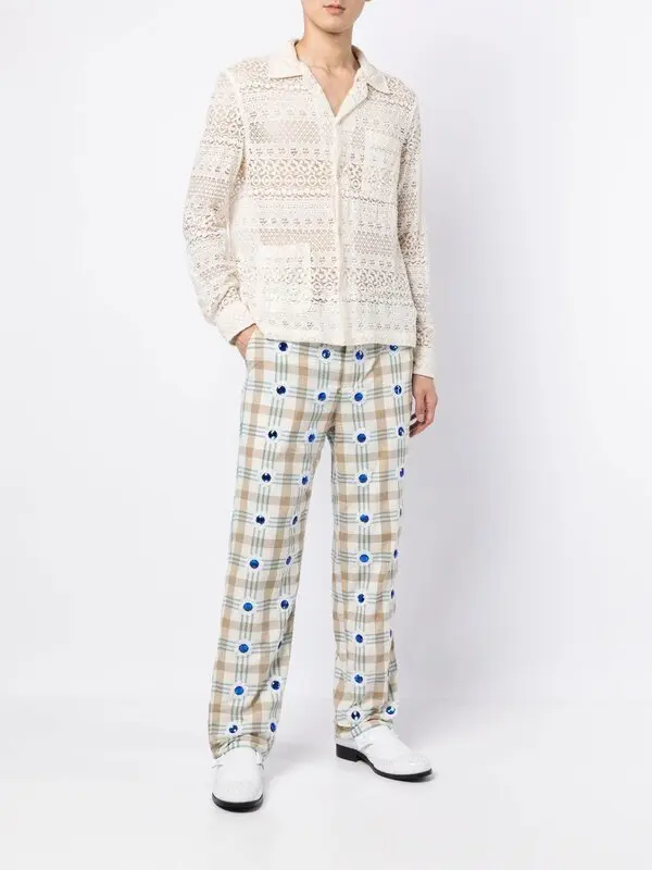 BODE Embellished Checked Trousers