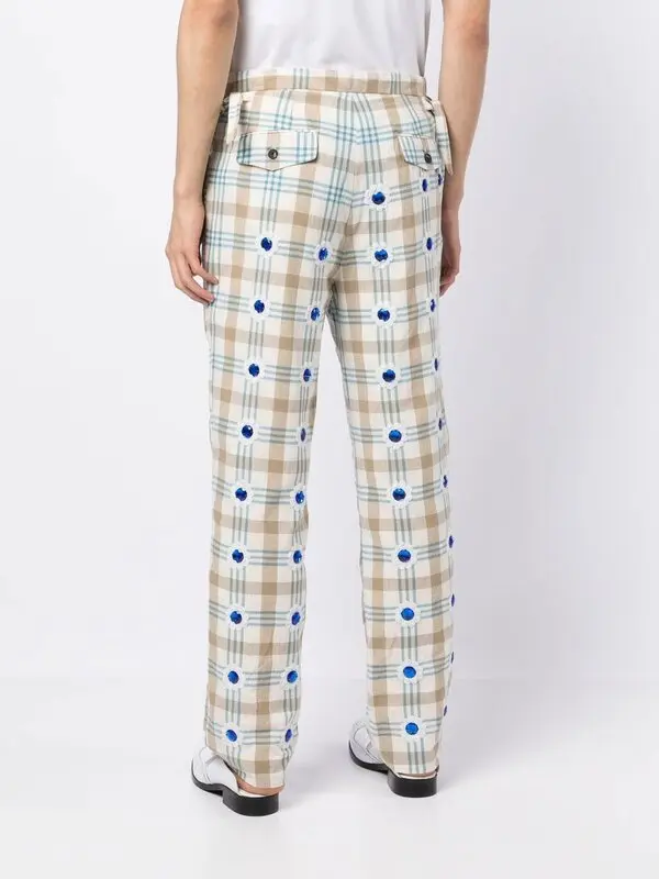 BODE Embellished Checked Trousers