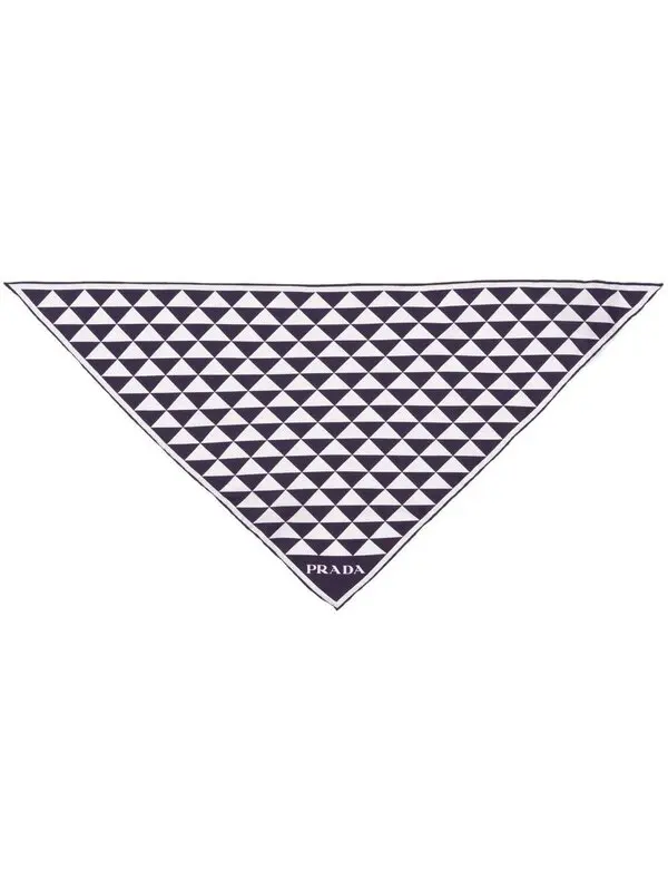 Prada Geometric-print Silk Scarf - Blue