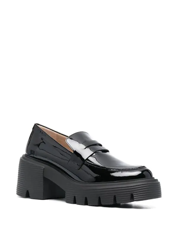 STUART WEITZMAN Soho Patent-leather Loafers - Black