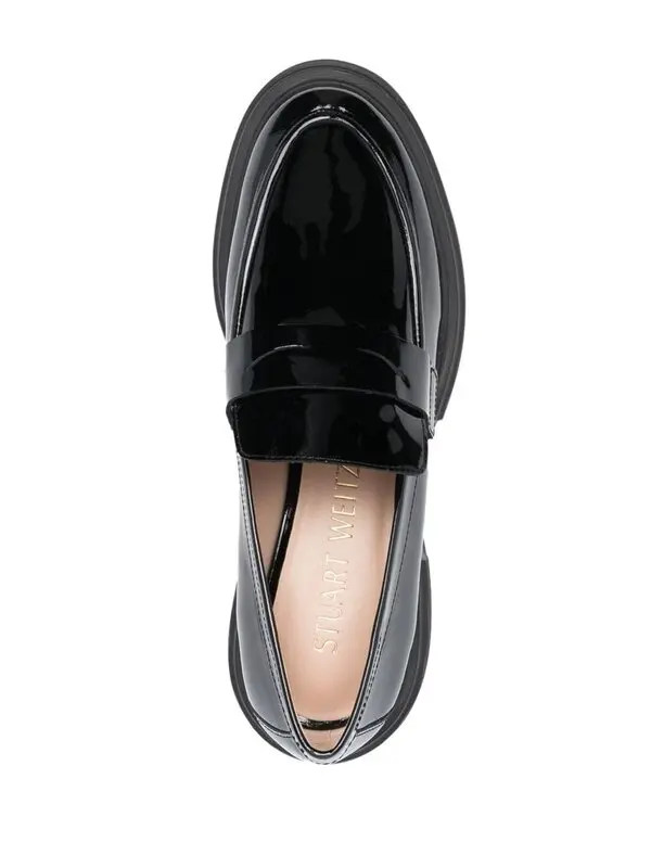 STUART WEITZMAN Soho Patent-leather Loafers - Black