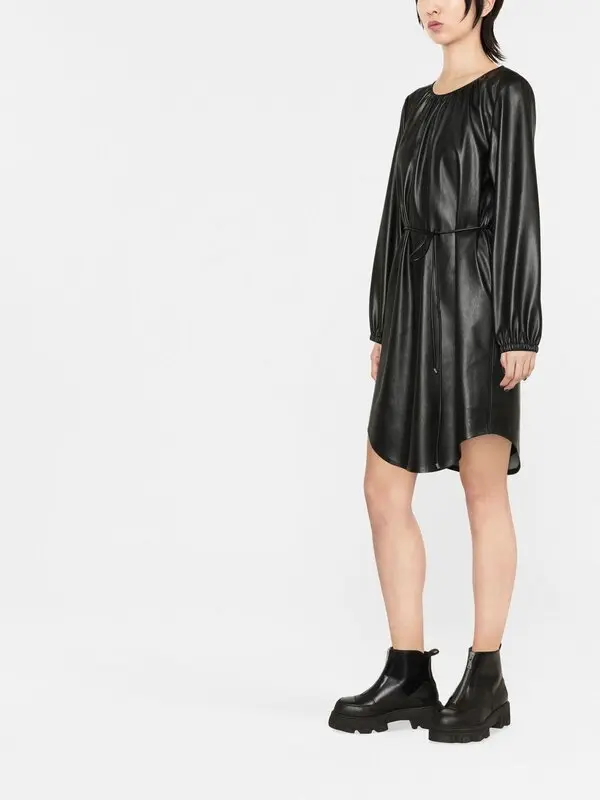 BOSS Faux-leather Belted Dress