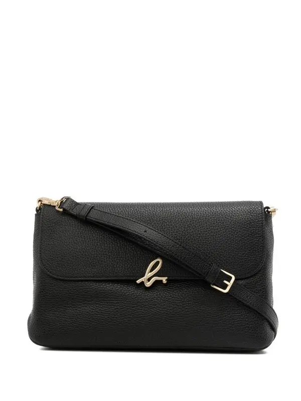 AGNES B. Grained-leather Satchel - Black