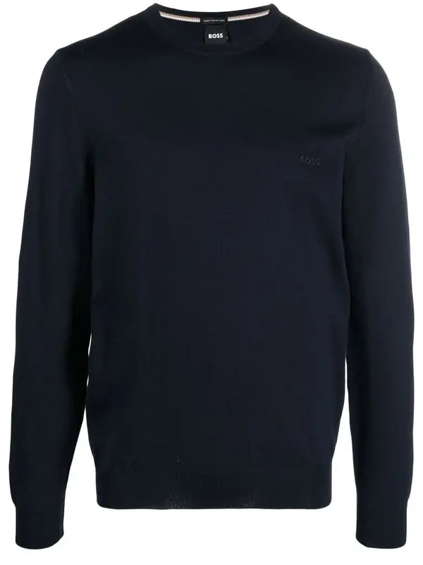 BOSS Crewneck Virgin Wool Jumper - Blue