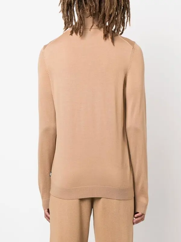BOSS Roll Neck Wool Jumper - Brown