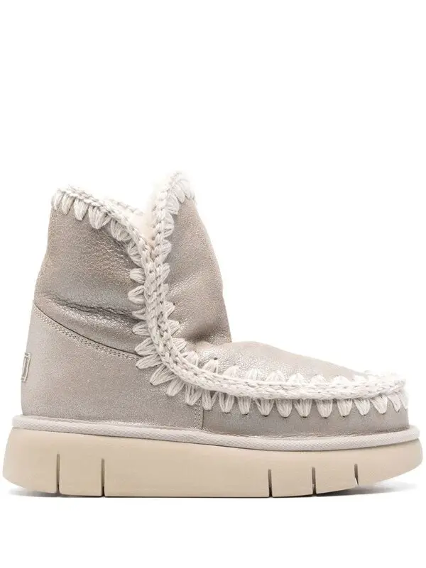 Mou Logo-patch Chunky Boots - Silver