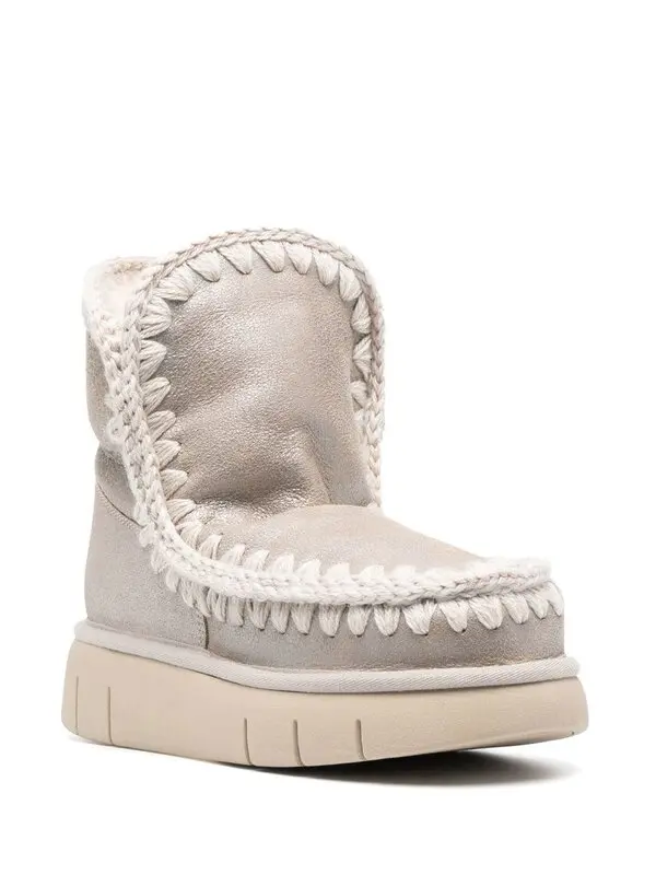 Mou Logo-patch Chunky Boots - Silver