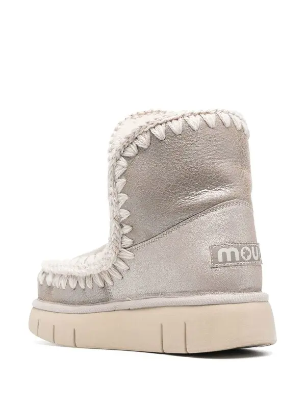 Mou Logo-patch Chunky Boots - Silver