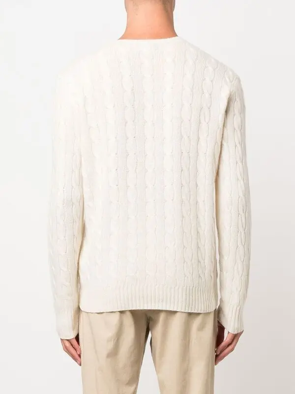 Polo Ralph Lauren Cable-knit Embroidered Logo Sweater - Neutrals
