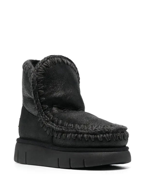 Mou Chunky Leather Boots - Black