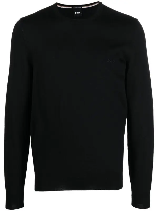 BOSS Crewneck Virgin Wool Jumper - Black