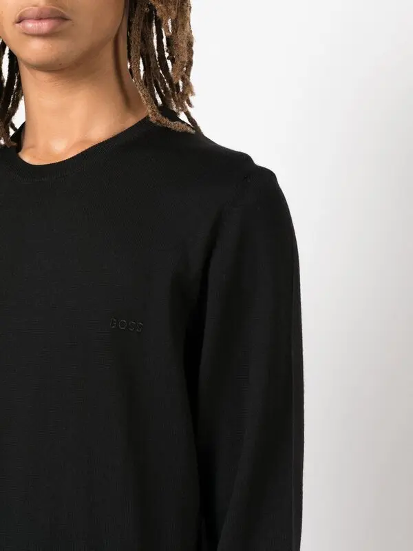 BOSS Crewneck Virgin Wool Jumper - Black