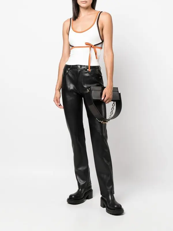 DIESEL® Faux Leather Straight Leg Trousers