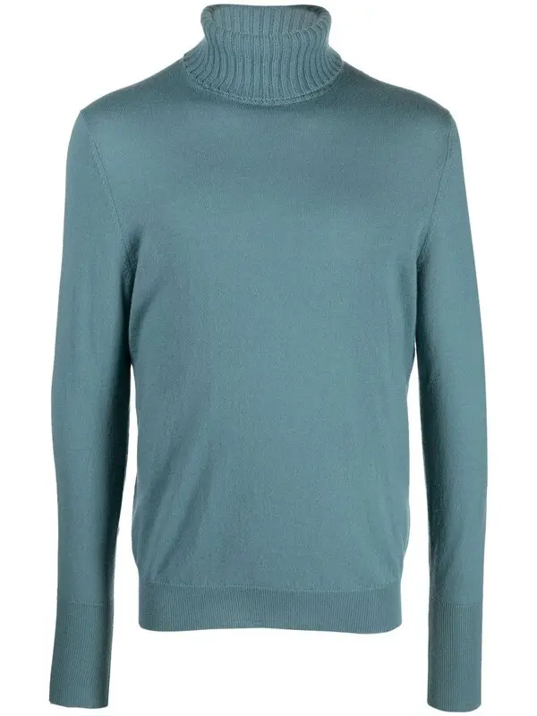 BALLANTYNE Roll Neck Cashmere Jumper - Blue