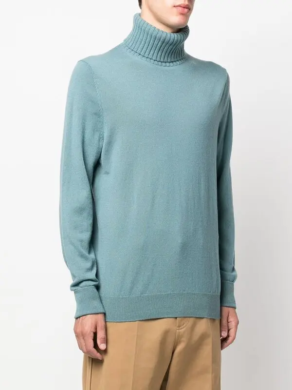 BALLANTYNE Roll Neck Cashmere Jumper - Blue