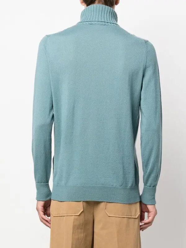 BALLANTYNE Roll Neck Cashmere Jumper - Blue
