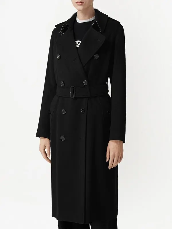Burberry Cashmere Kensington Trench Coat - Black
