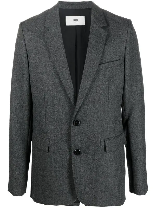 Ami Single-breasted Virgin Wool Blazer - Grey