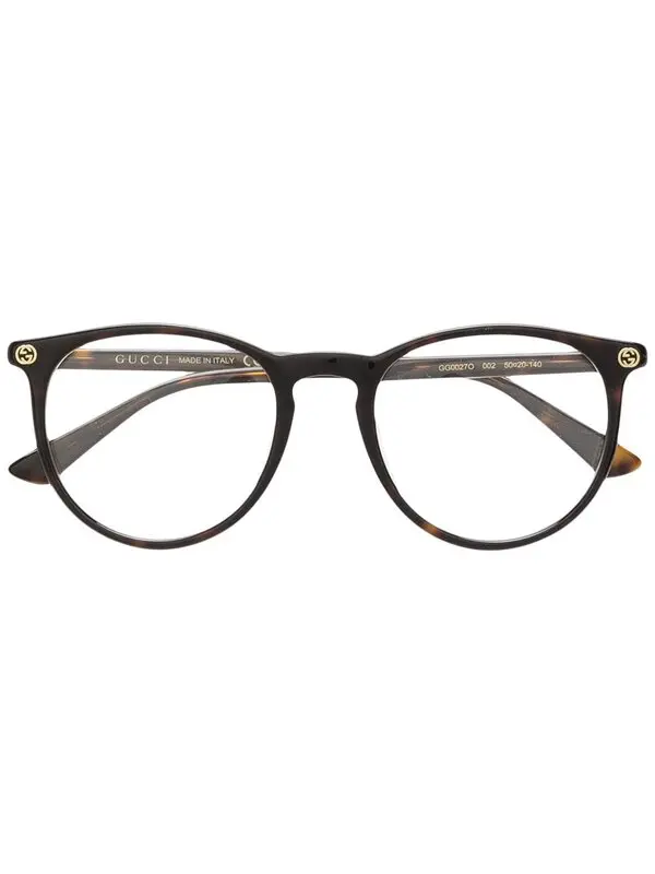 Gucci Tortoiseshell Round-frame Glasses - Black