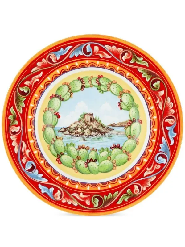Dolce & Gabbana 2 Piece Fine Porcelain Soup Plate Set - Red