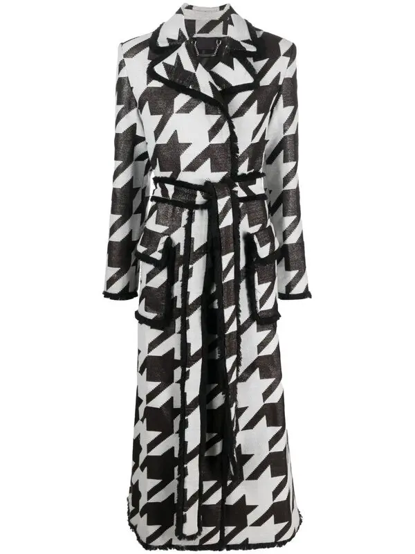 Philipp Plein Houndstooth-print Belted Coat