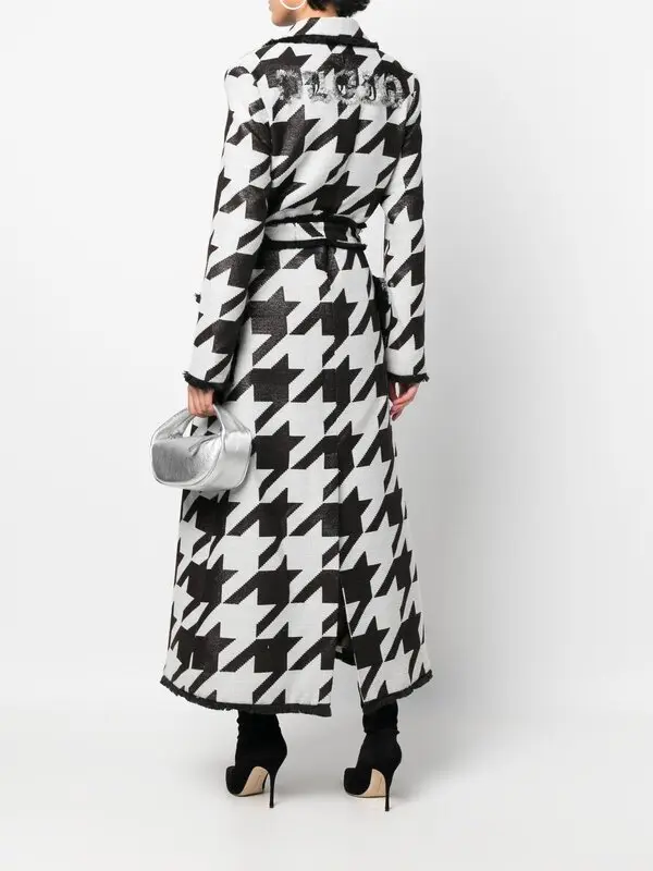 Philipp Plein Houndstooth-print Belted Coat
