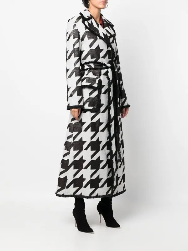 Philipp Plein Houndstooth-print Belted Coat
