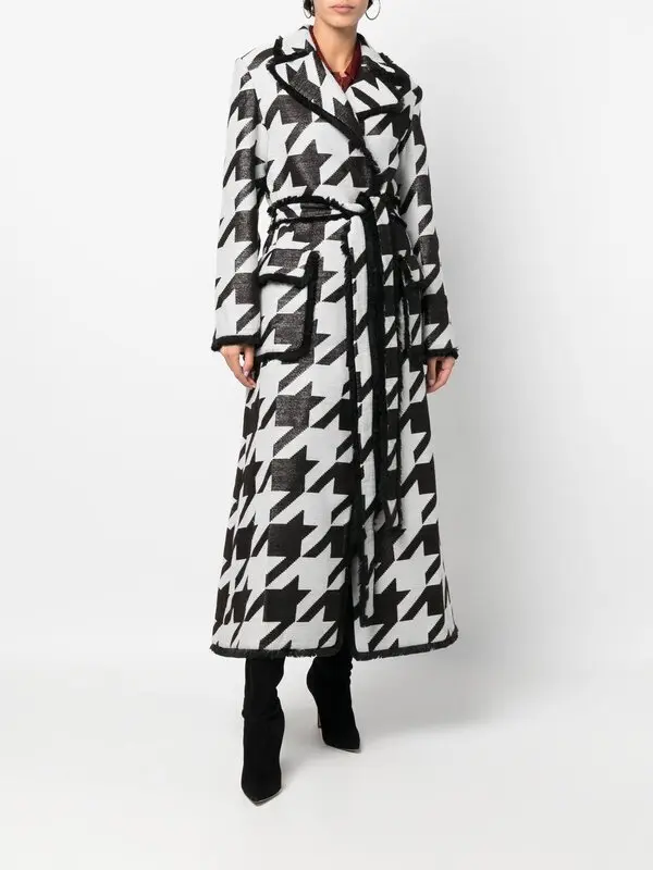 Philipp Plein Houndstooth-print Belted Coat