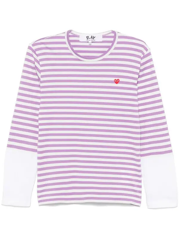 Play Comme Des Garcon Long-sleeve Striped T-shirt - Purple