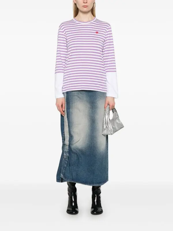 Play Comme Des Garcon Long-sleeve Striped T-shirt - Purple