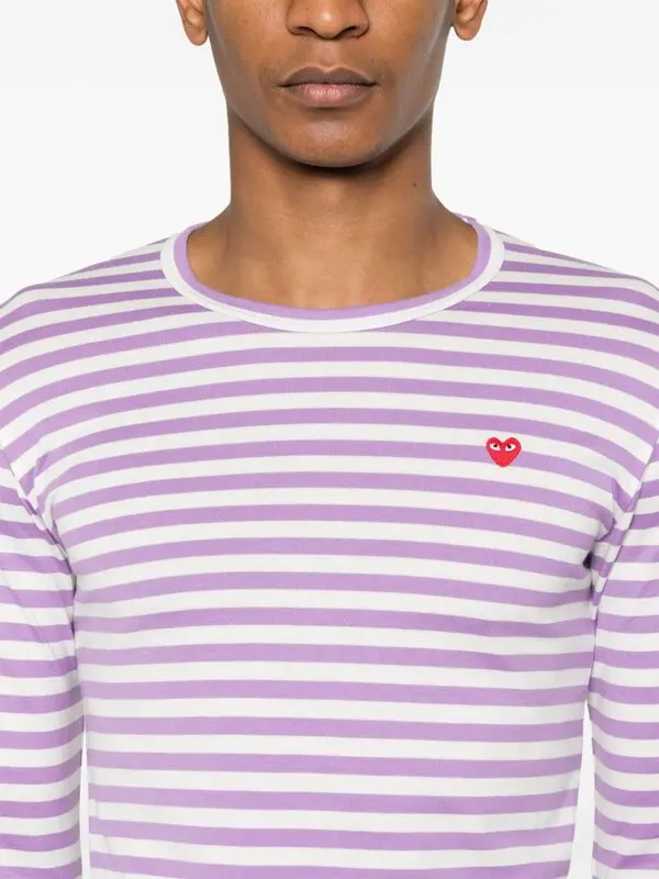 Play Comme Des Garcon Long-sleeve Striped T-shirt - Purple