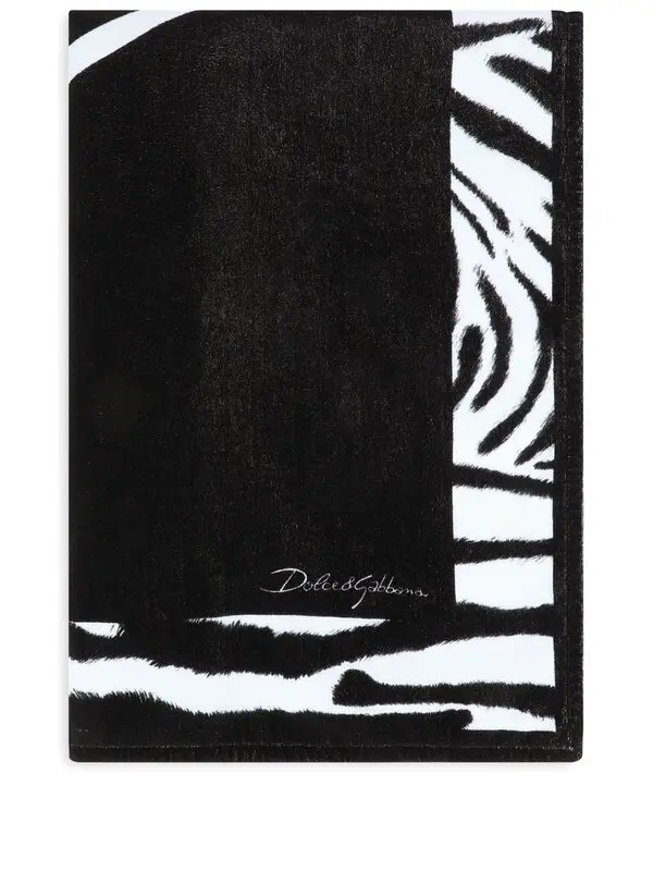 Dolce & Gabbana Zebra-print Terrycloth Beach Towel - Black