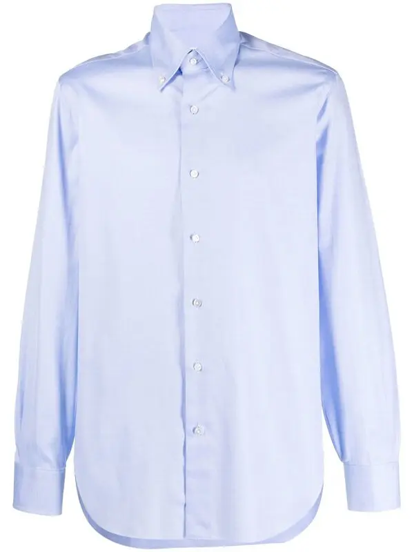 BARBA NAPOLI Point-collar Cotton Shirt - Blue