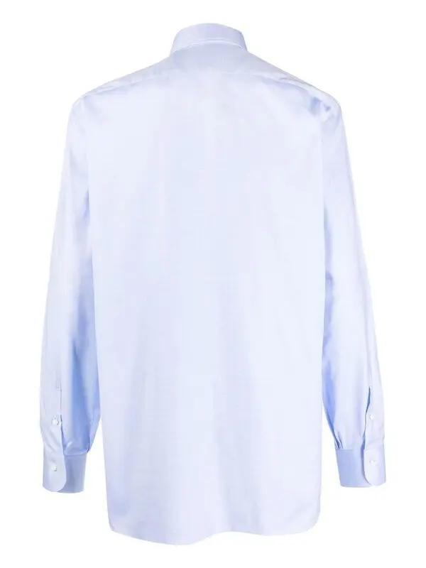 BARBA NAPOLI Point-collar Cotton Shirt - Blue